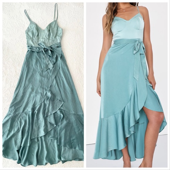 Lulu's | Dresses | Nwot Lulus Double Darling Sage Green Color Block ...